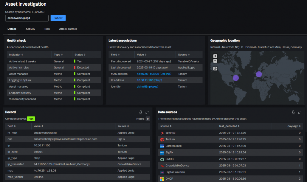 Investigating Assets and Identities with Splunk ARI